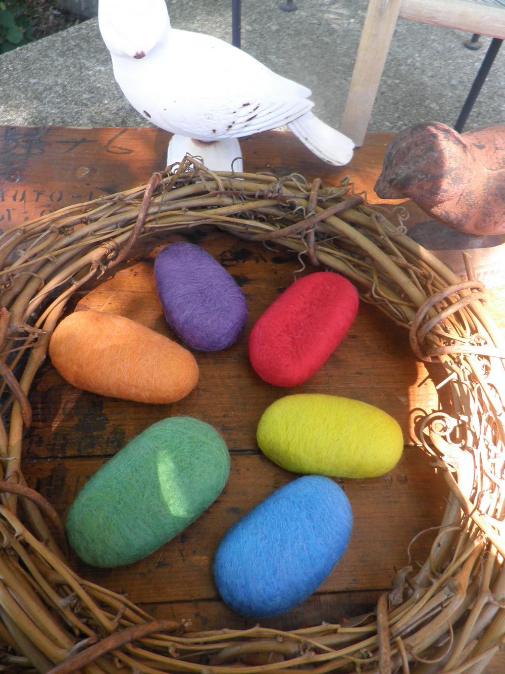 Sensory Wool Toy Set Of 6. Wool Rock Pods. Meditation Wool Rocks ...
