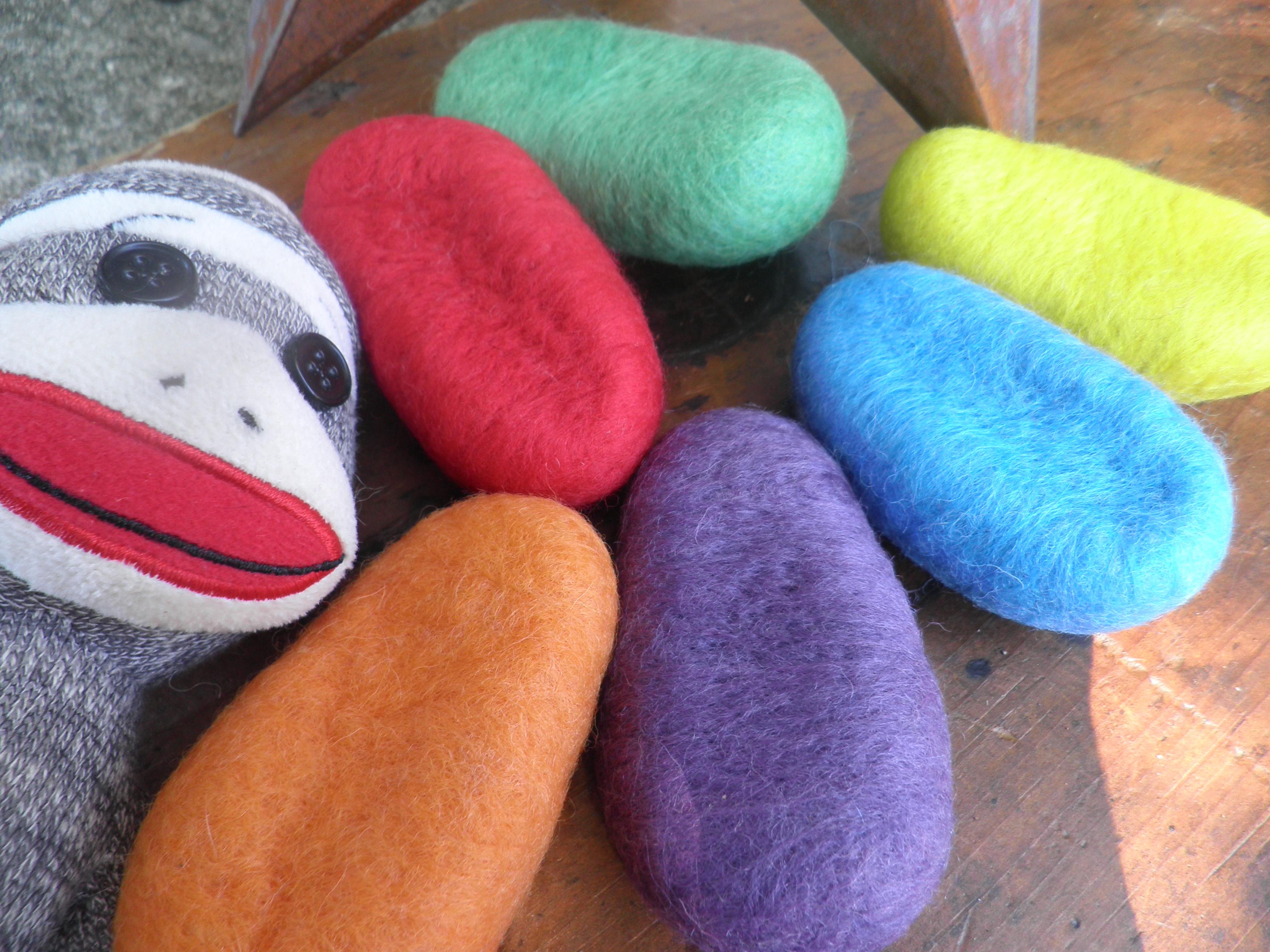 Sensory Wool Toy Set Of 6. Wool Rock Pods. Meditation Wool Rocks ...